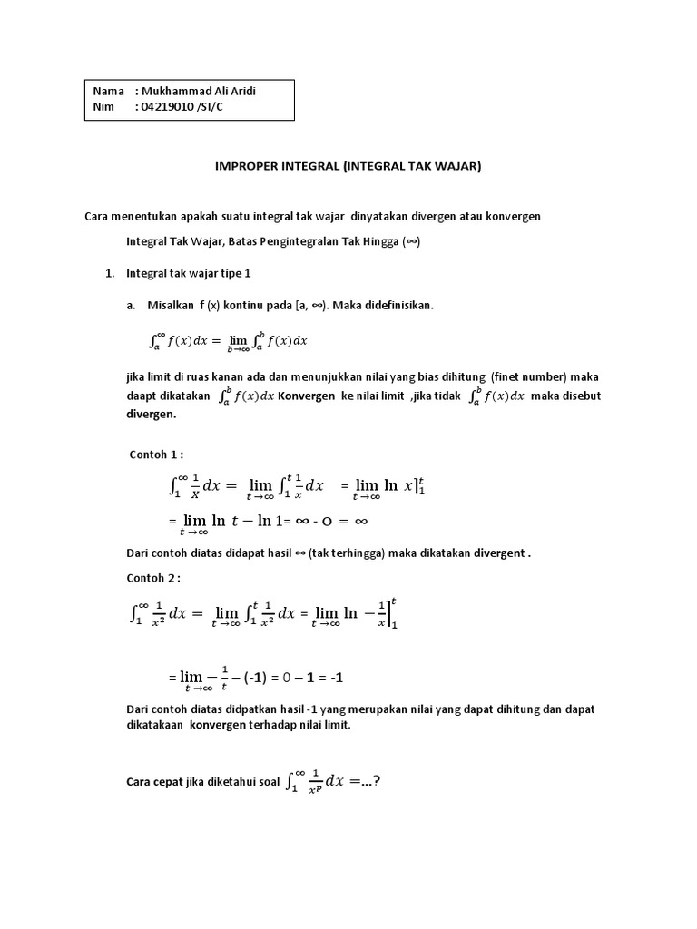 Improper Integral | PDF