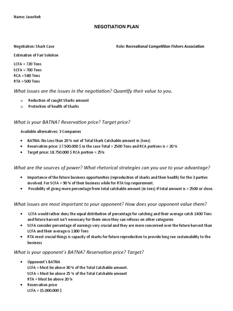 Negotiation Plan | PDF | Negotiation | Economies