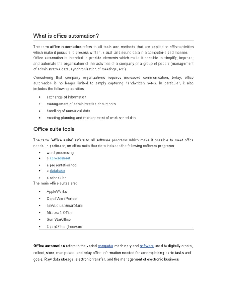 Office Automation | PDF | Business | Computers