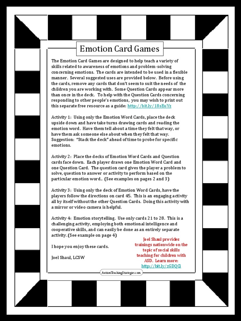 Emotion Card Games for Kids | PDF | Playing Cards | Emotions