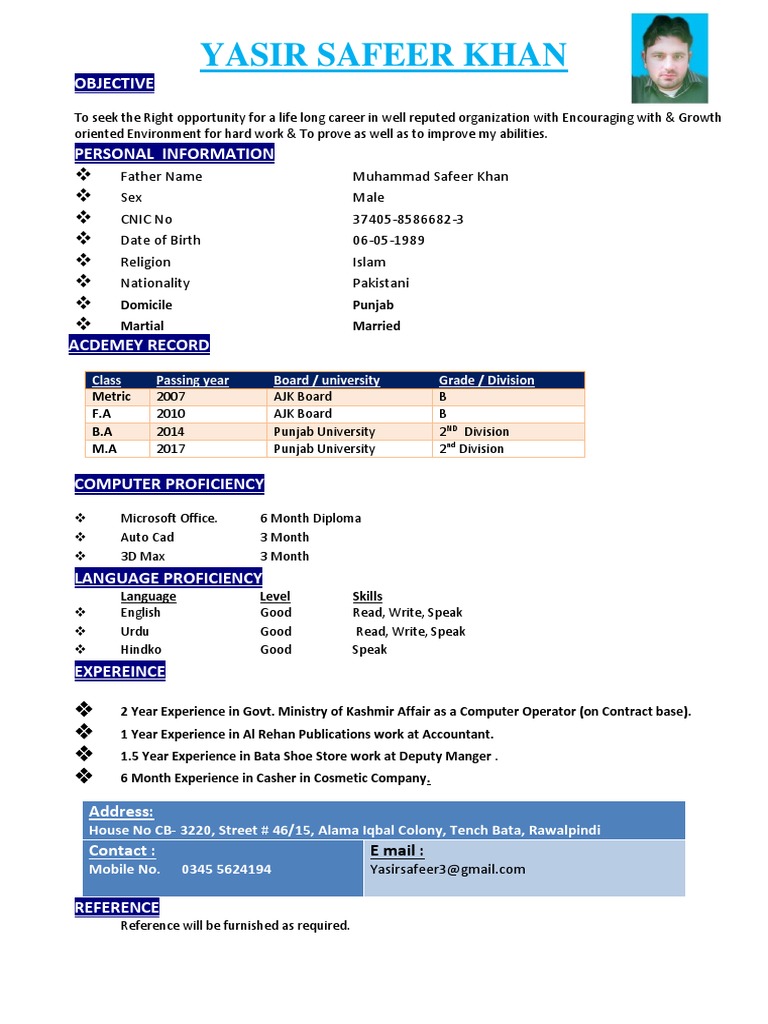 YASIR SAFEER KHAN CV Update 2021 | PDF