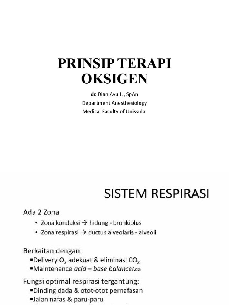 PRINSIP TERAPI OKSIGEN (Dr. Dian Ayu) | PDF