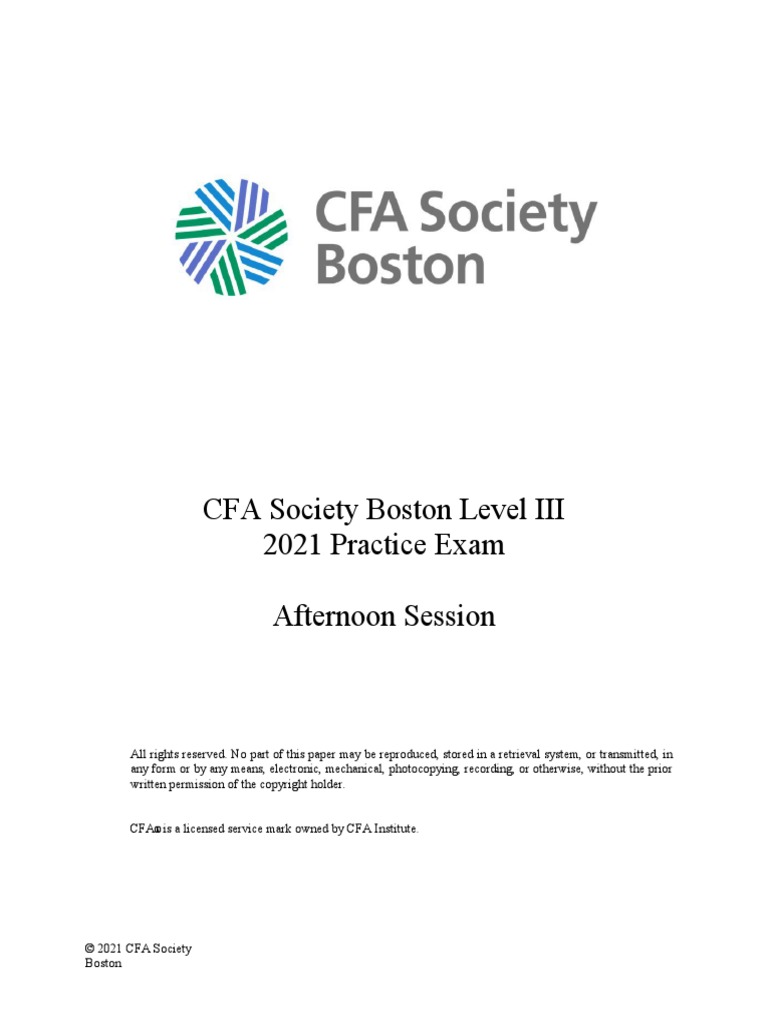 CFA Society Boston Level III 2021 Practice Exam Afternoon Session | PDF ...