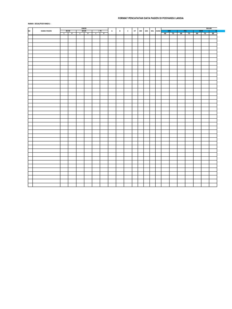 Format Register Posyandu Lansia | PDF