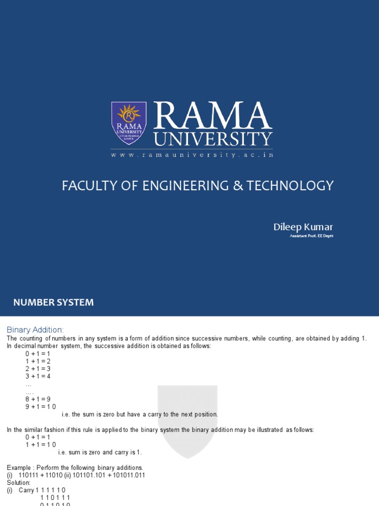 Faculty of Engineering & Technology: Dileep Kumar | PDF | Multiplication | Subtraction