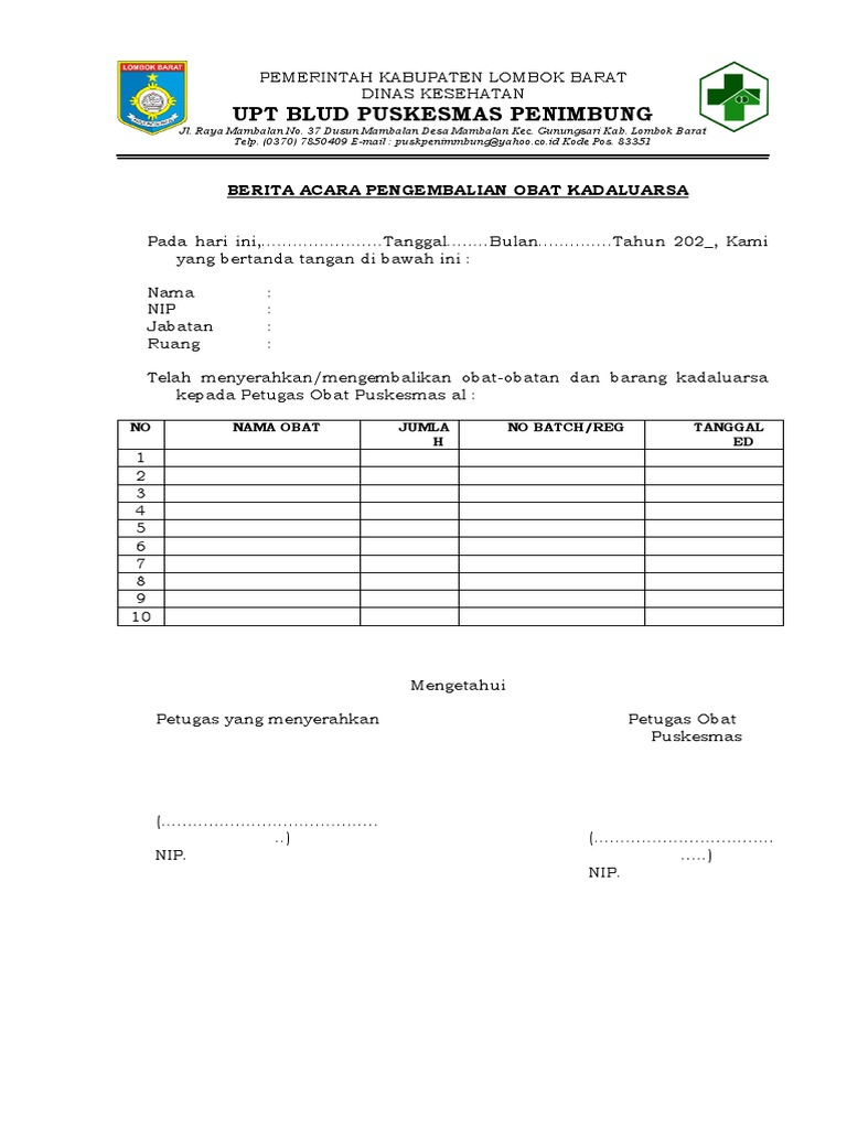Format Pengembalian Obat ED | PDF