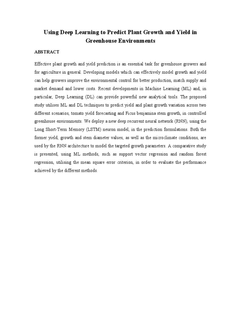Using Deep Learning To Predict Plant Growth and Yield in Greenhouse ...