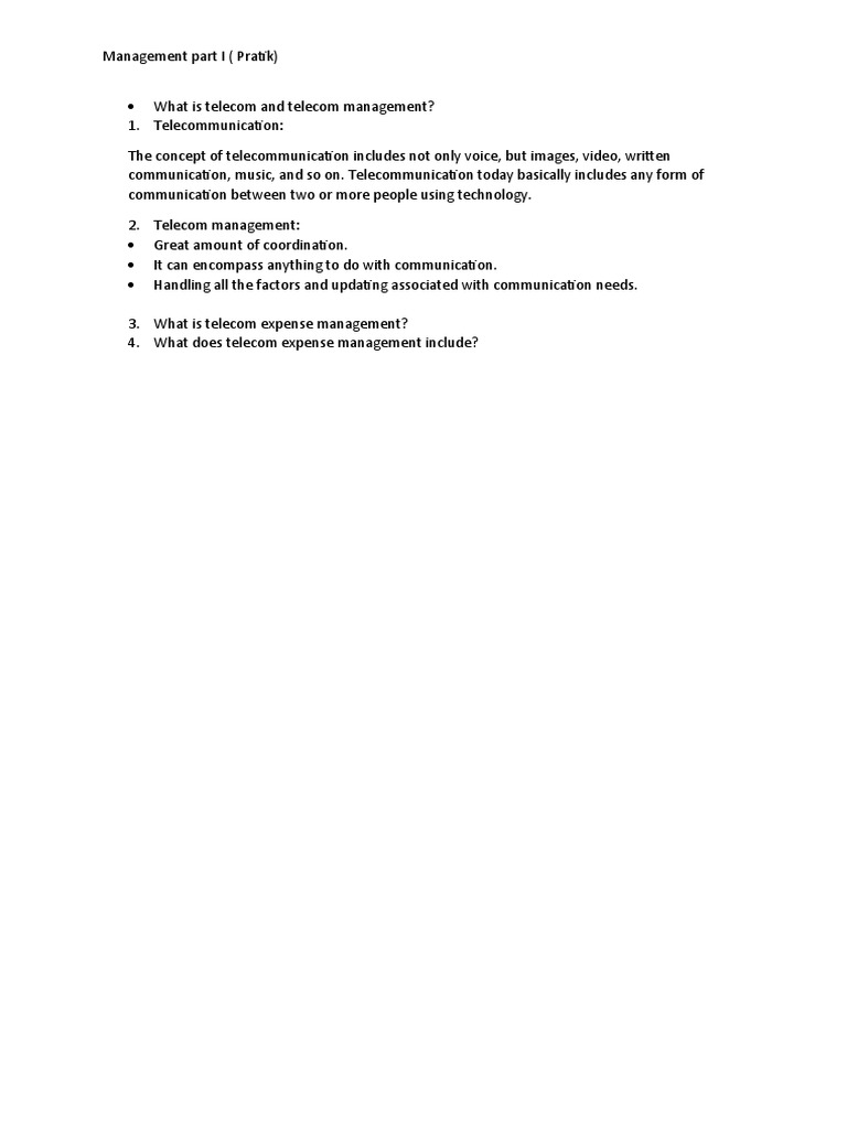 What Is Telecom and Telecom Management | PDF