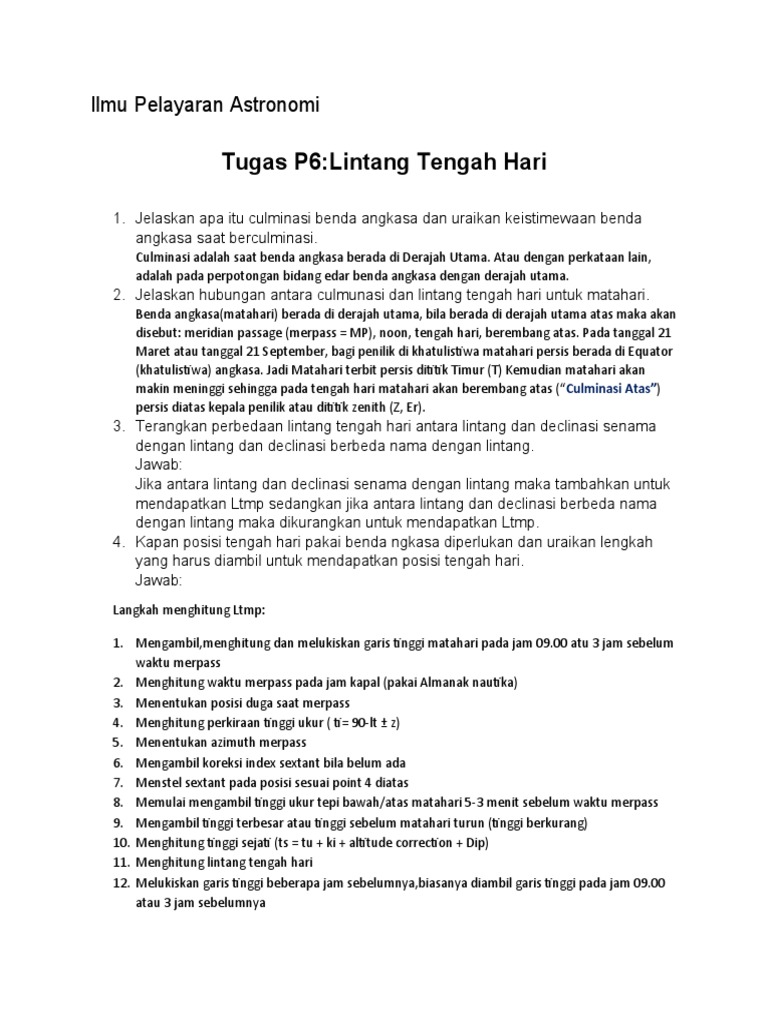 Tugas Praktek P6 Lintang Tengah Hari | PDF