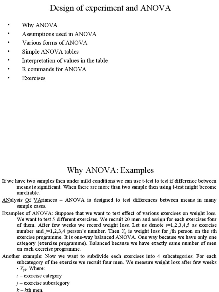 ANOVA and Experimental Design Guide | PDF | Analysis Of Variance ...