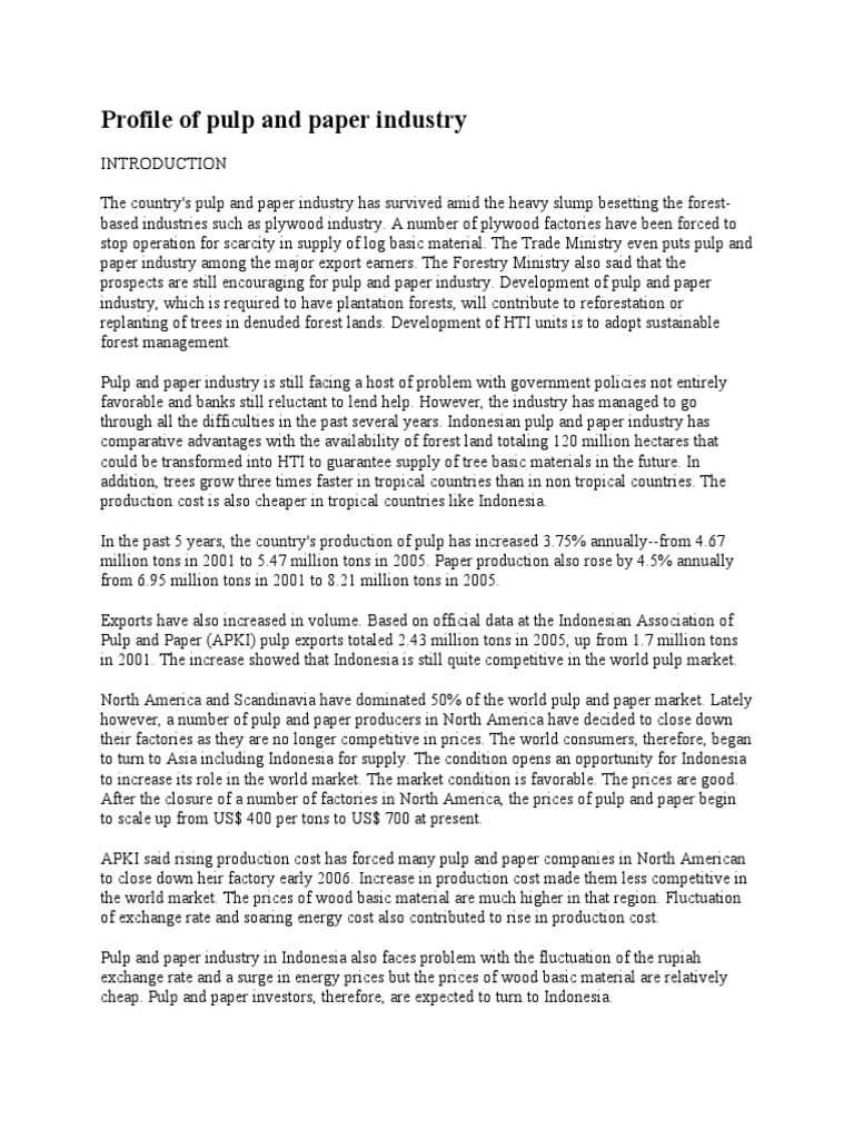 Indonesian Pulp and Paper Industry Overview | PDF | Paper | Printing ...