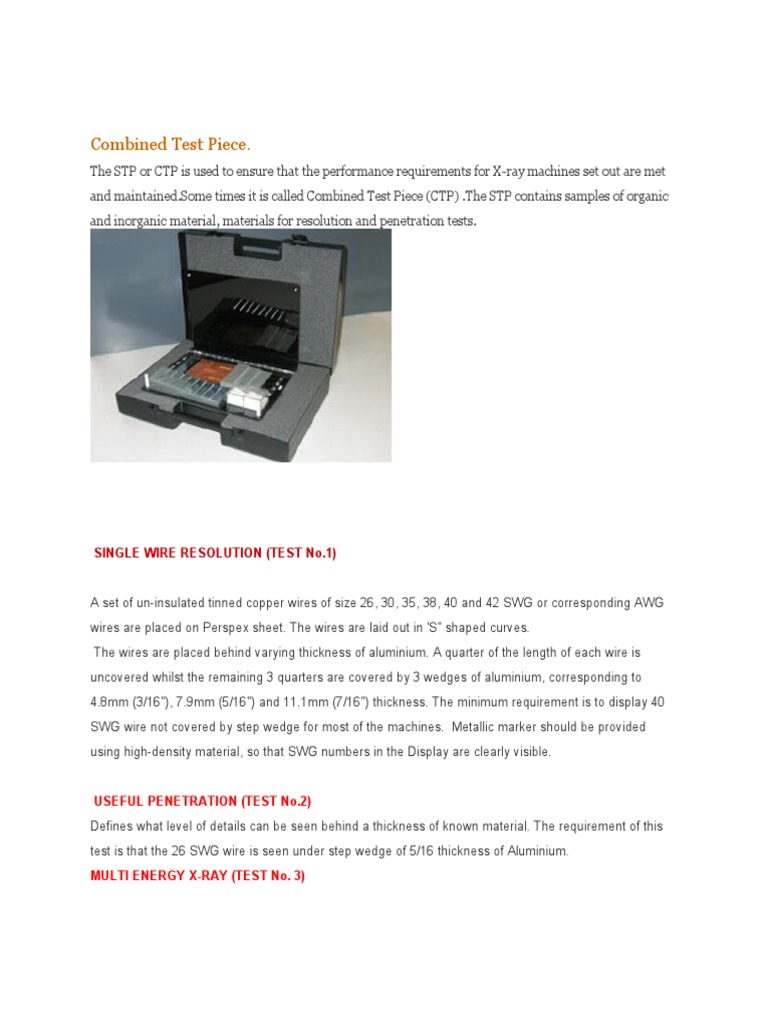 Combined Test Piece.: Single Wire Resolution (Test No.1) | PDF | Sheet ...