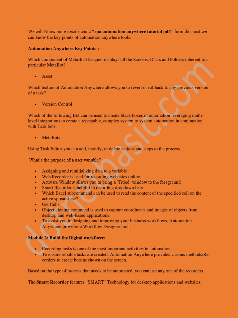 Automation Anywhere Tutorials PDF | PDF | Microsoft Excel | Control Flow