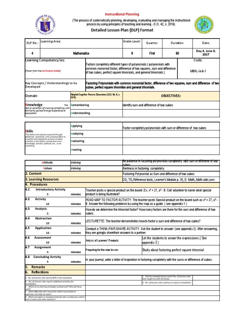 Detailed Lesson Plan (DLP) Format: Learning Competency/ies: Code | PDF ...