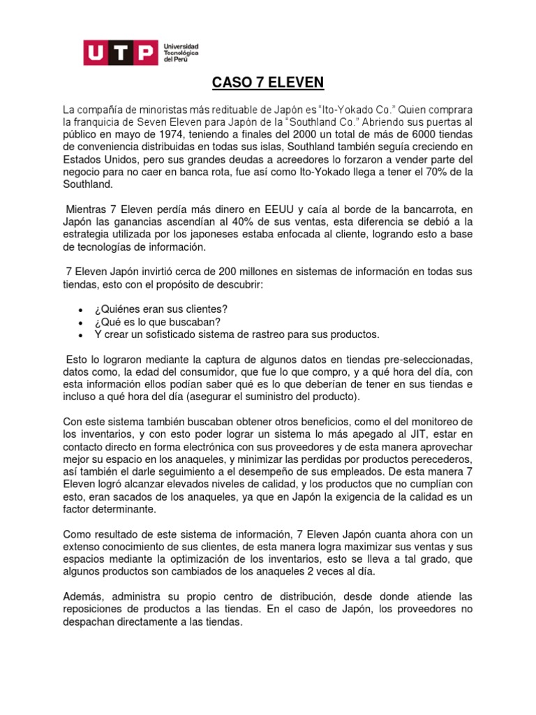 Caso 7 Eleven - para Clases | PDF | Modelo de negocio | Empresas