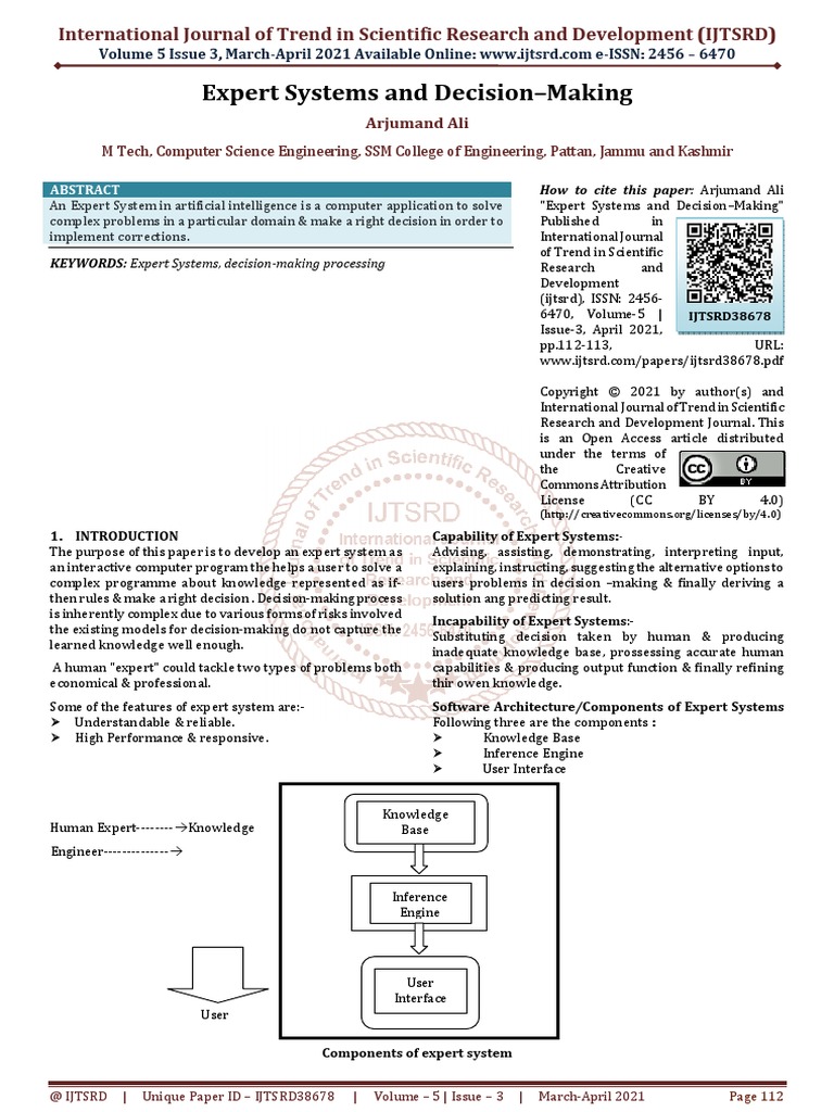 Expert Systems and Decision-Making | PDF | Computer Science | Computing