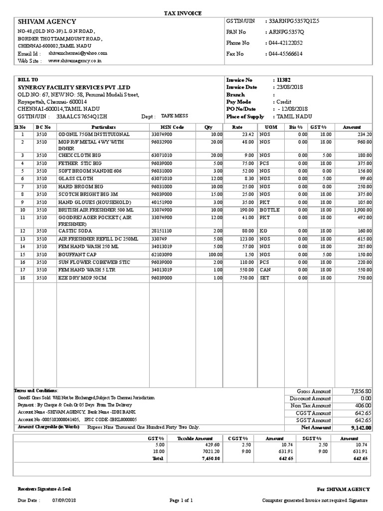 Shivam Agency: Tax Invoice | PDF | Economies | Payments