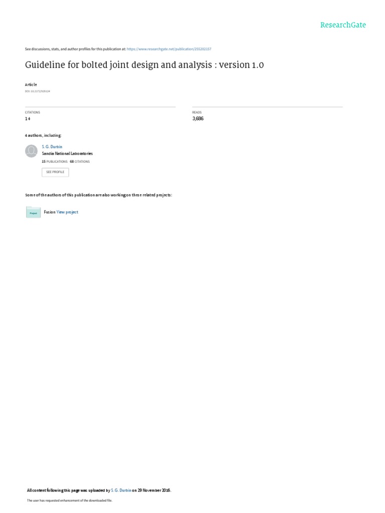 Guideline For Bolted Joint Design and Analysis Ver | PDF | Mechanical ...