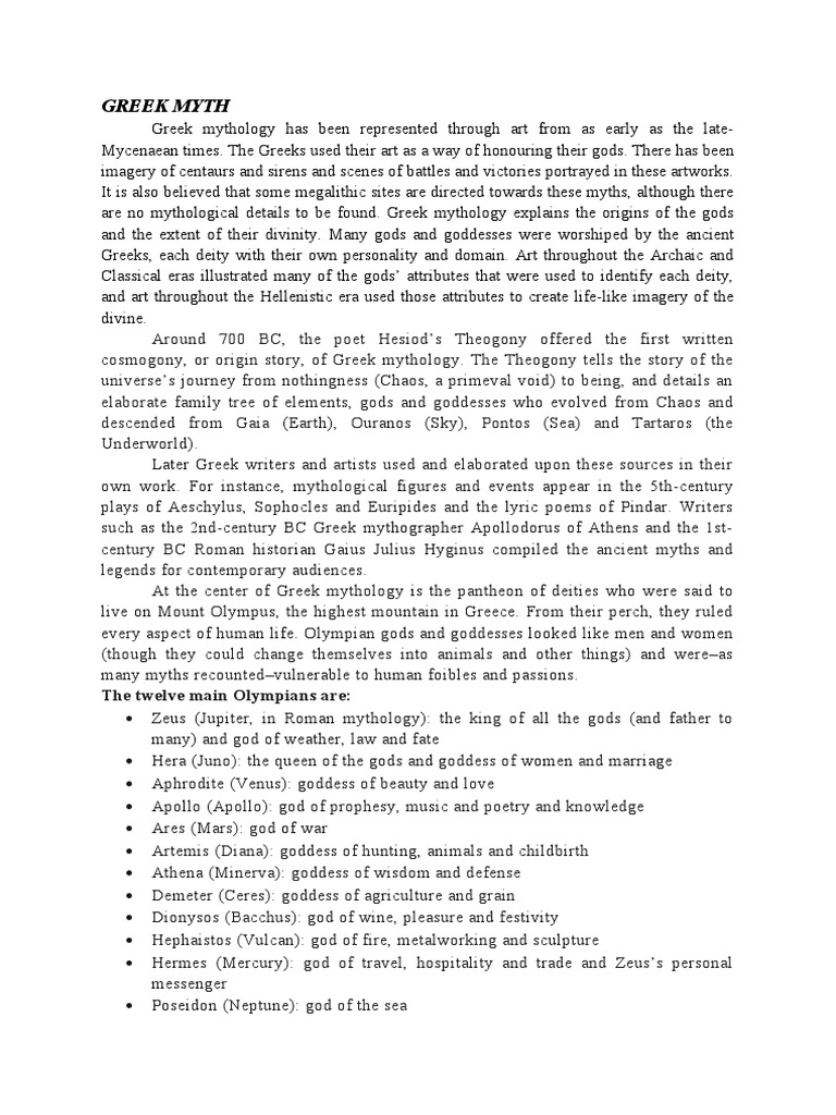 Greek Myth: The Twelve Main Olympians Are | Download Free PDF | Twelve ...