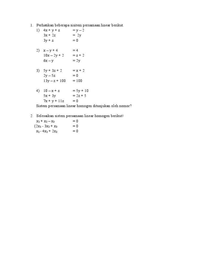 Sistem Persamaan Linear Homogen | PDF