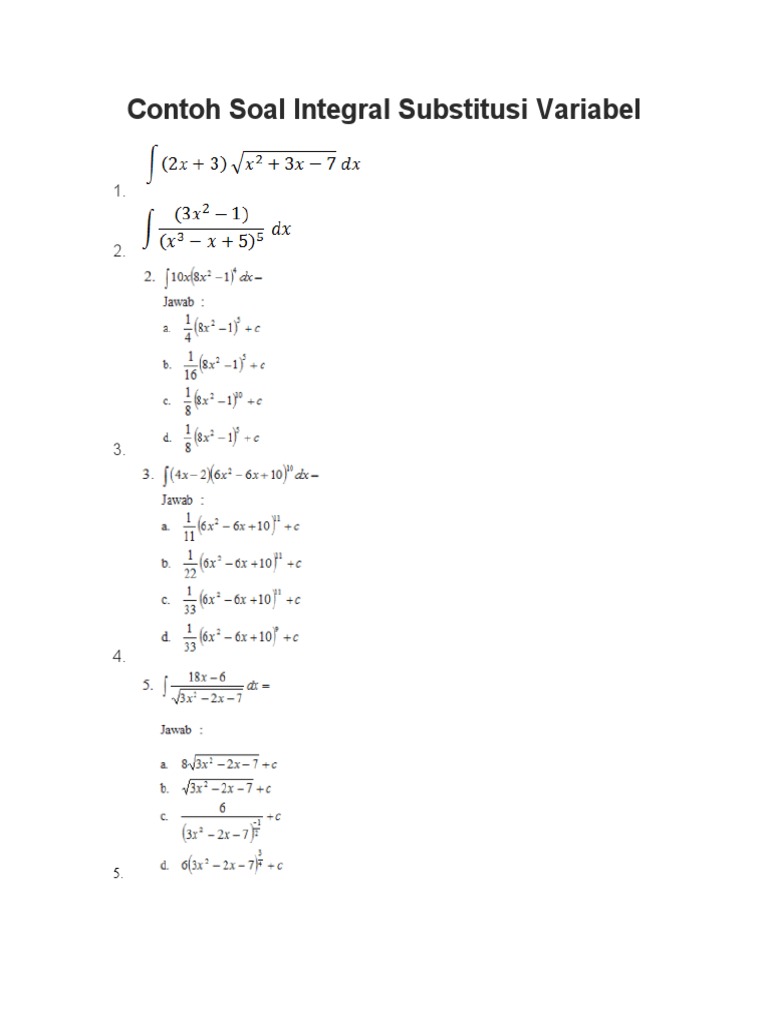 Contoh Soal Integral Substitusi | PDF