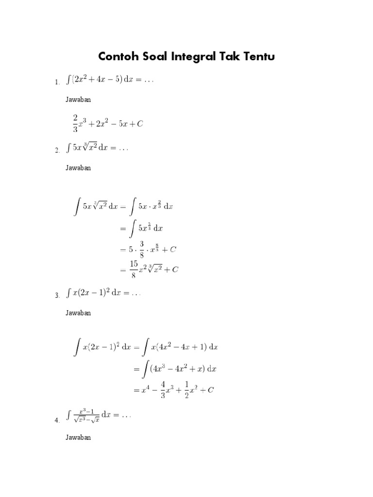 Contoh Soal Integral Tak Tentu | PDF