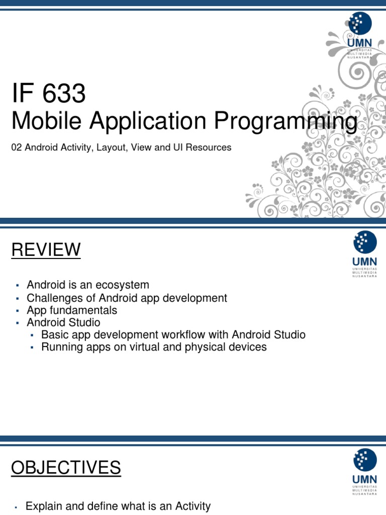 Mobile Application Programming: 02 Android Activity, Layout, View and UI Resources | PDF ...