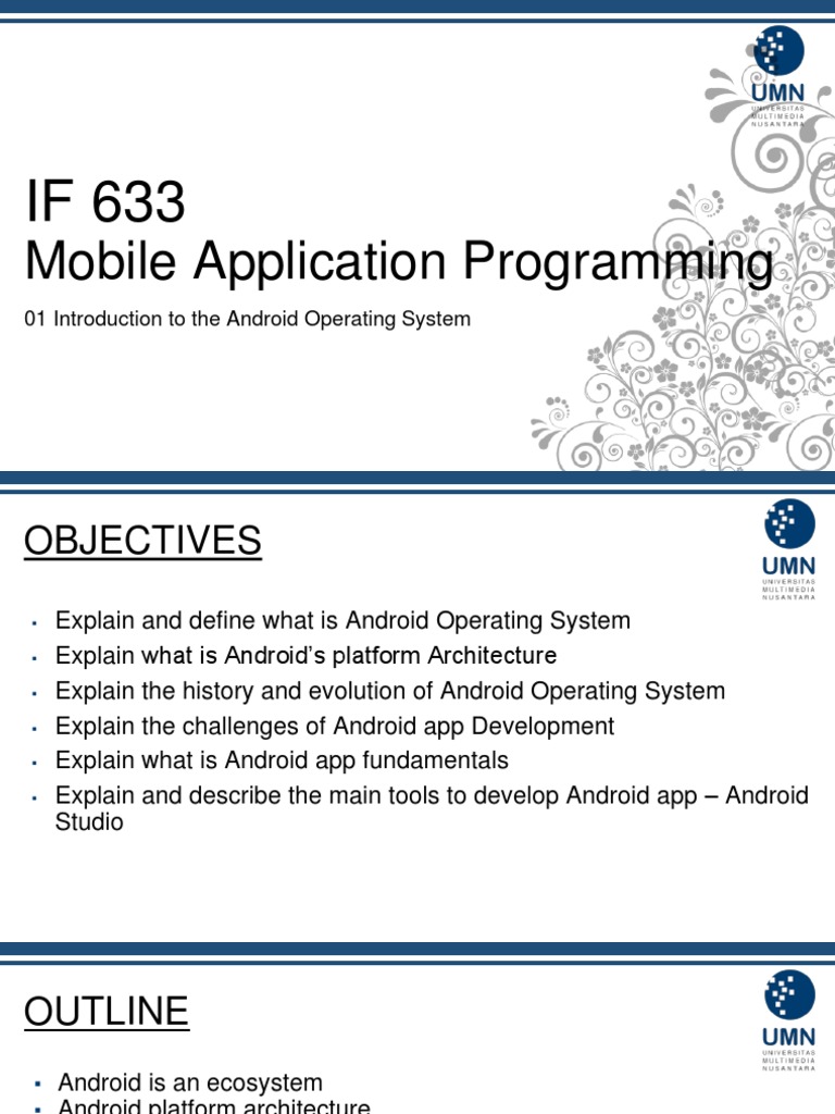 Mobile Application Programming 01 Introduction To The Android Operating System Pdf Android