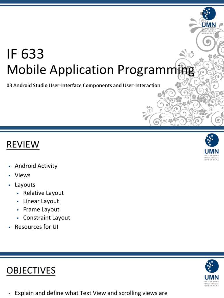 Mobile Application Programming: 03 Android Studio User-Interface Components and User-Interaction ...
