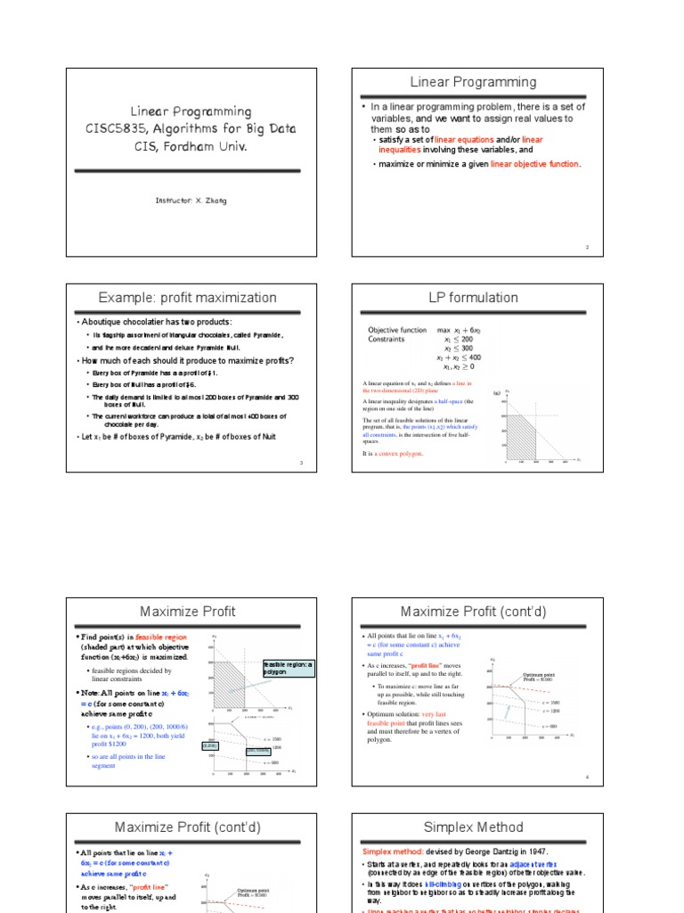 Linearprogramming Handout Pdf Linear Programming Mathematical Optimization 