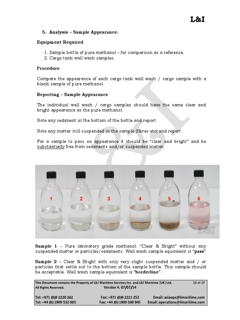 Wall Wash Sample Appearance Procedure | PDF | Chemistry | Nature