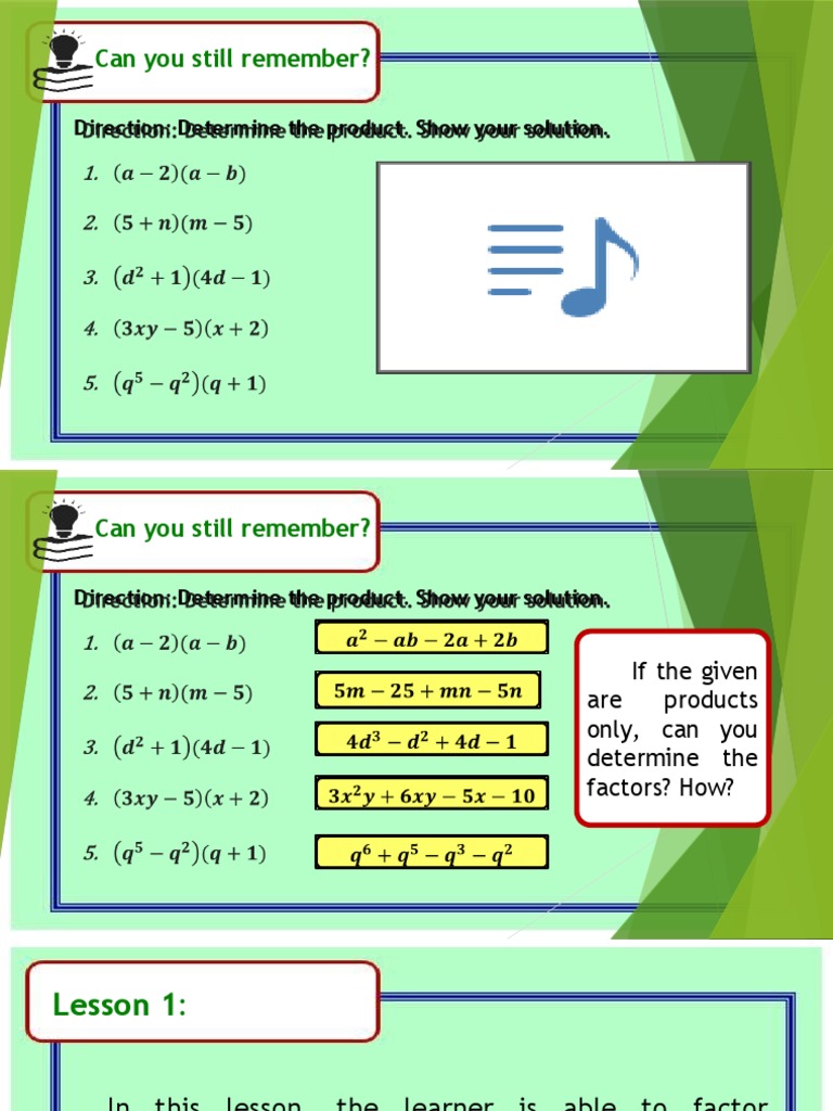Q1 - 1.5A - Factoring by Grouping | PDF | Factorization | Polynomial