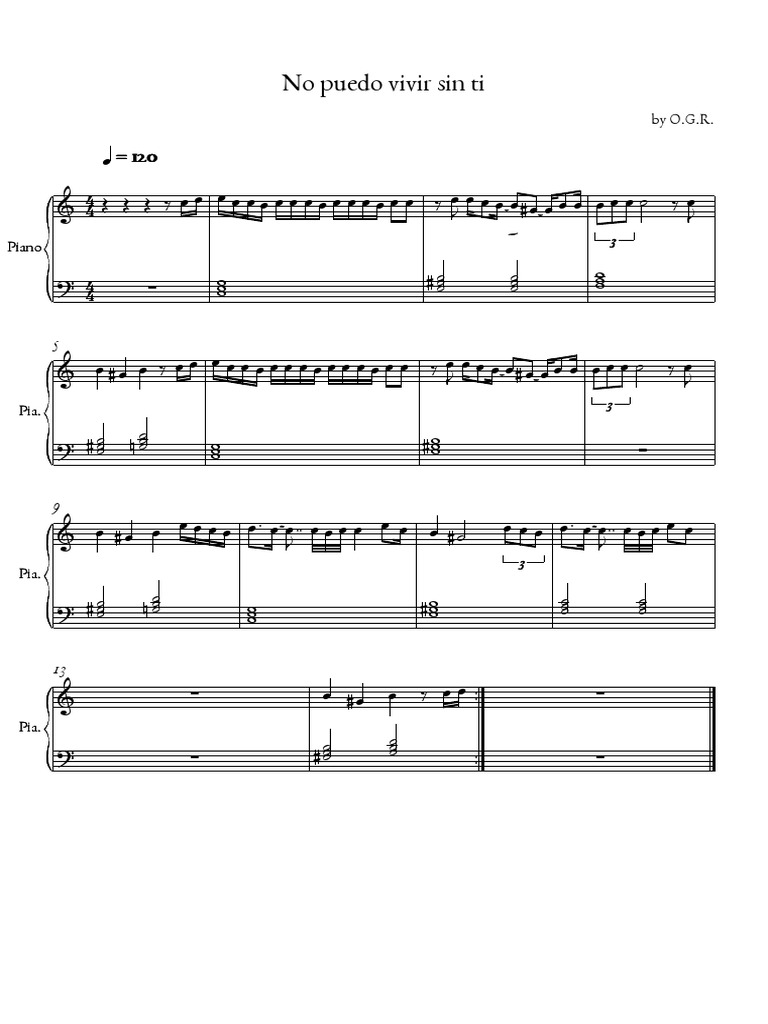 No Puedo Vivir Sin Ti - Piano Score | PDF