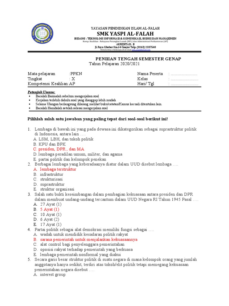 Soal Pts PPKN X Otkp | PDF