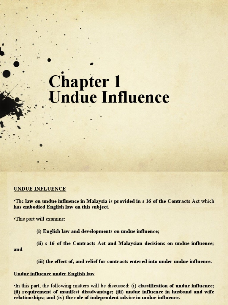 Chapter 1 Undue Influence | PDF | Burden Of Proof (Law) | Legal Concepts
