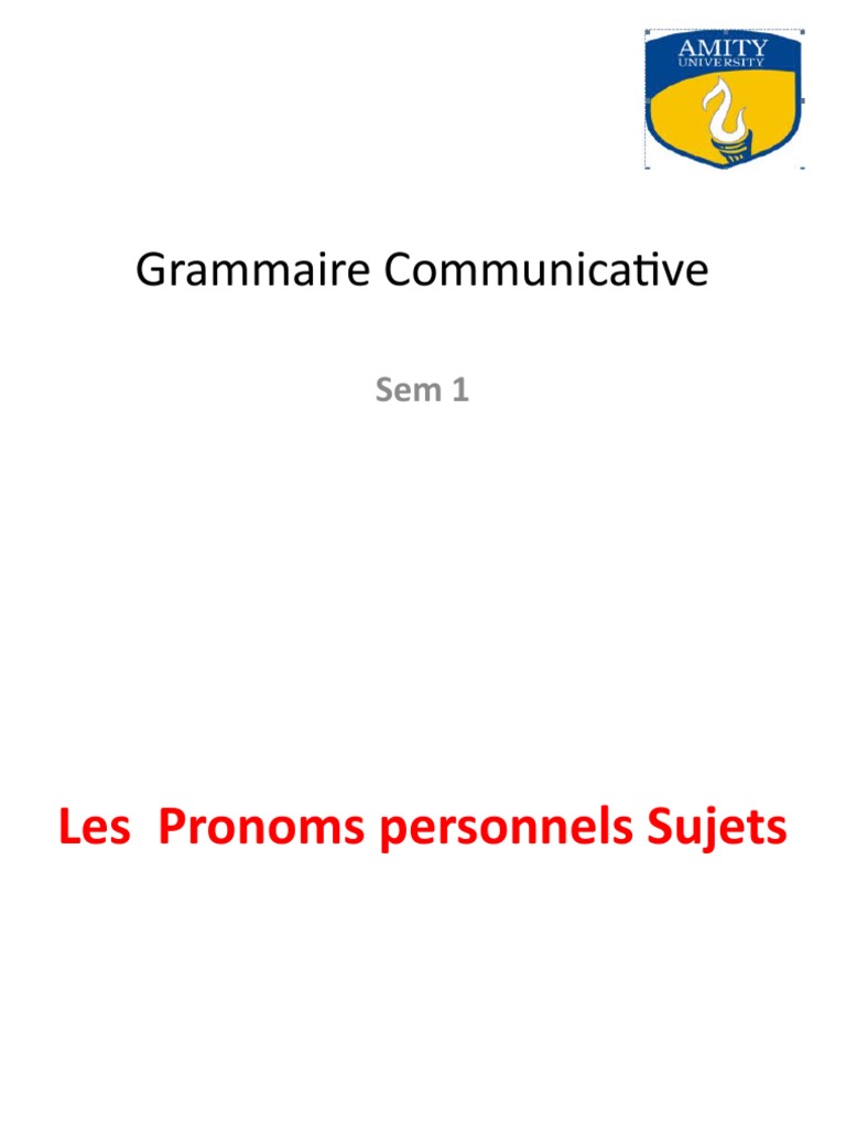 Les Pronoms Sujets | PDF