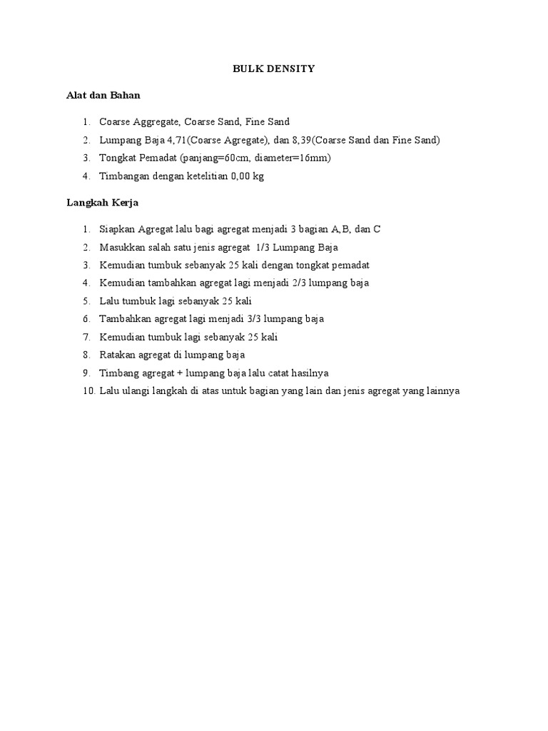 Bulk Density | PDF | Sains & Matematika | Teknologi & Rekayasa