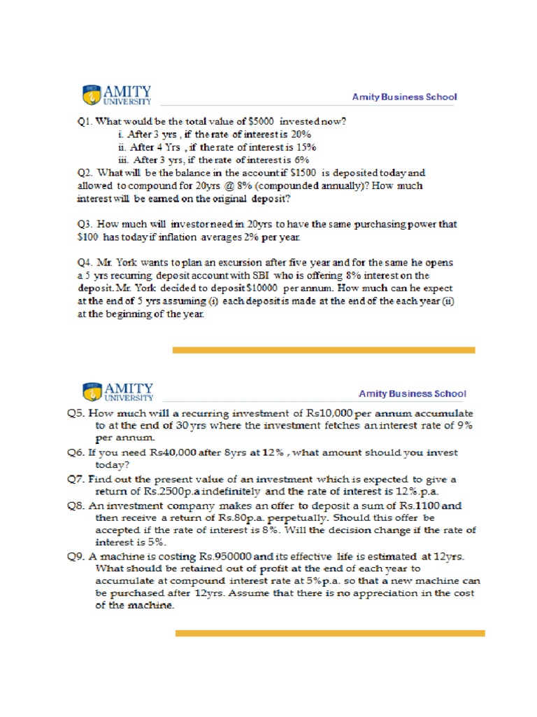 TVM Practice Question Module I | PDF