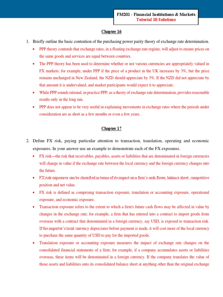 Tutorial 10 Solutions | PDF | Exchange Rate | Foreign Exchange Market