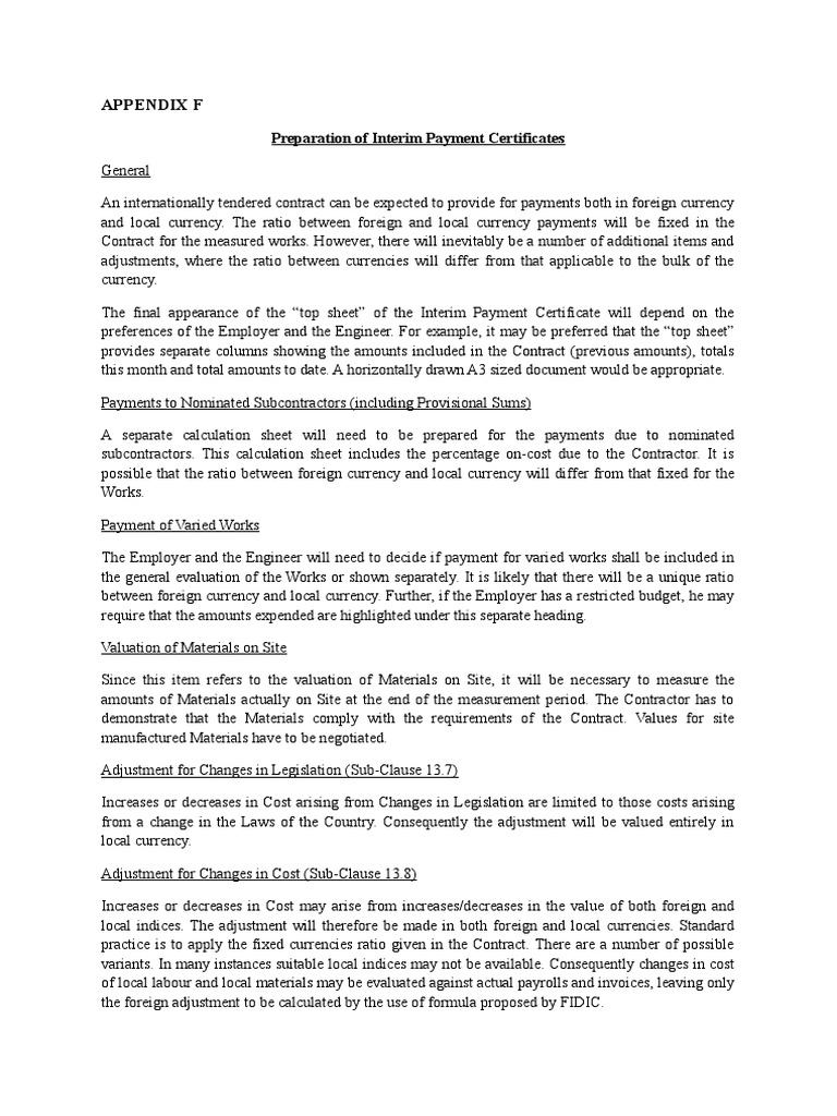 Preparing Interim Payment Certificates | PDF | General Contractor | Money