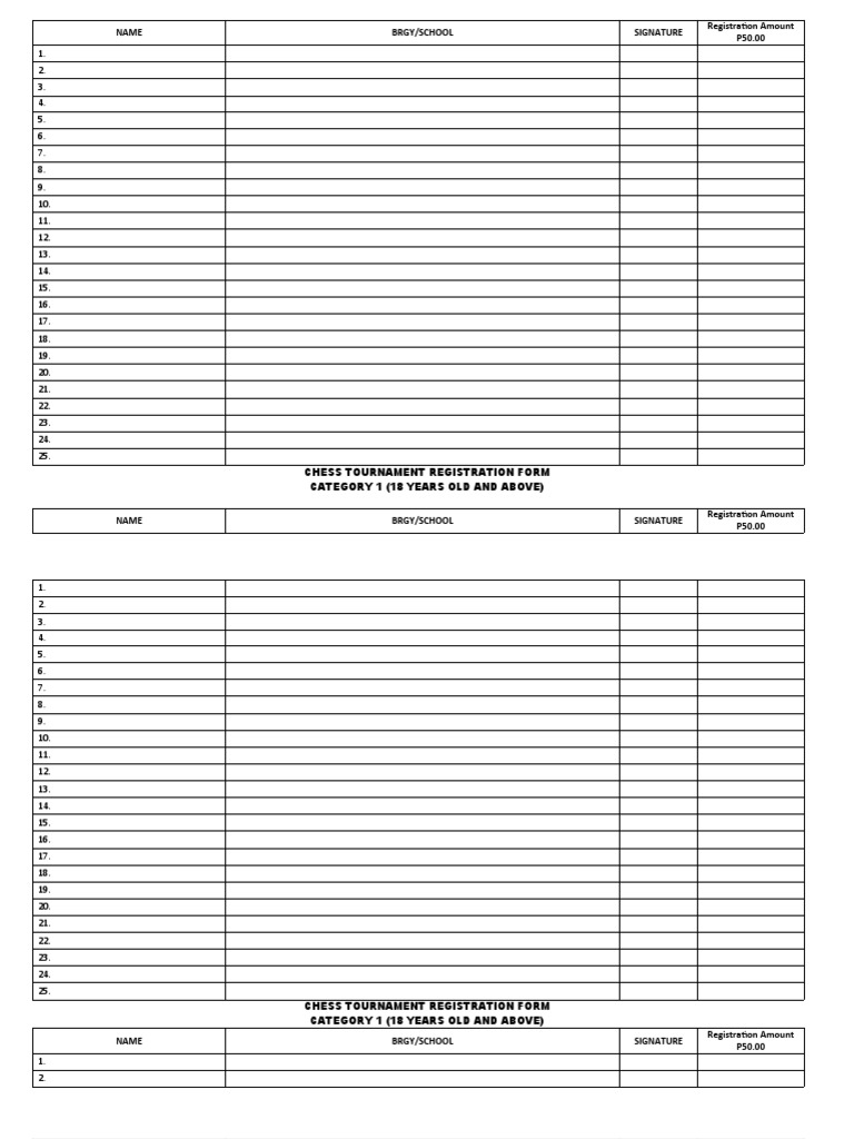 Chess Tournament Registration Form | PDF