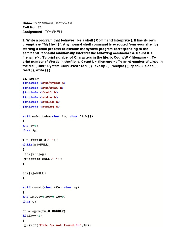 Sys/types.h Sys/stat.h FCNTL.H Stdio.h Stdlib.h String.h | Download Free PDF | Filename ...