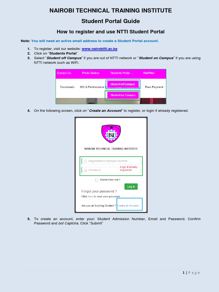 Ntti Student Portal Guide | PDF