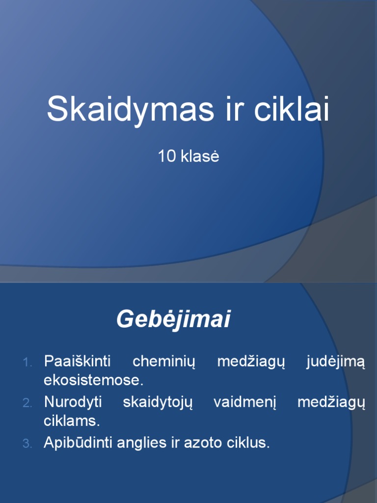 10 Kl. Skaidymas Ir Ciklai | PDF
