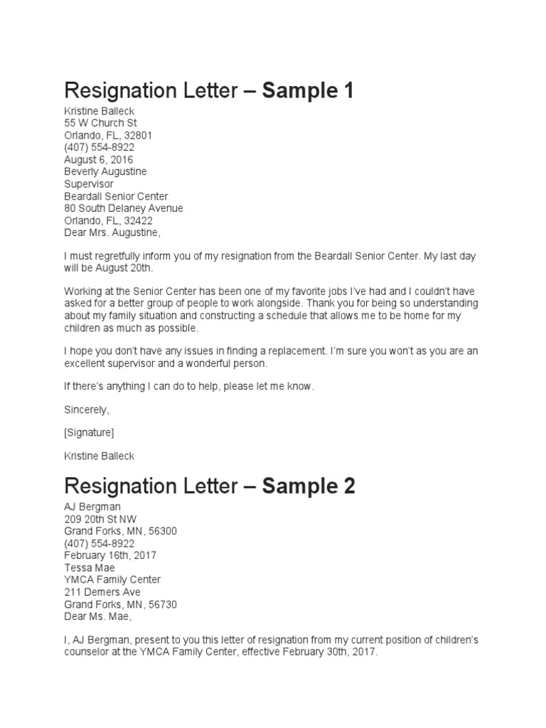 Resignation Letter | PDF
