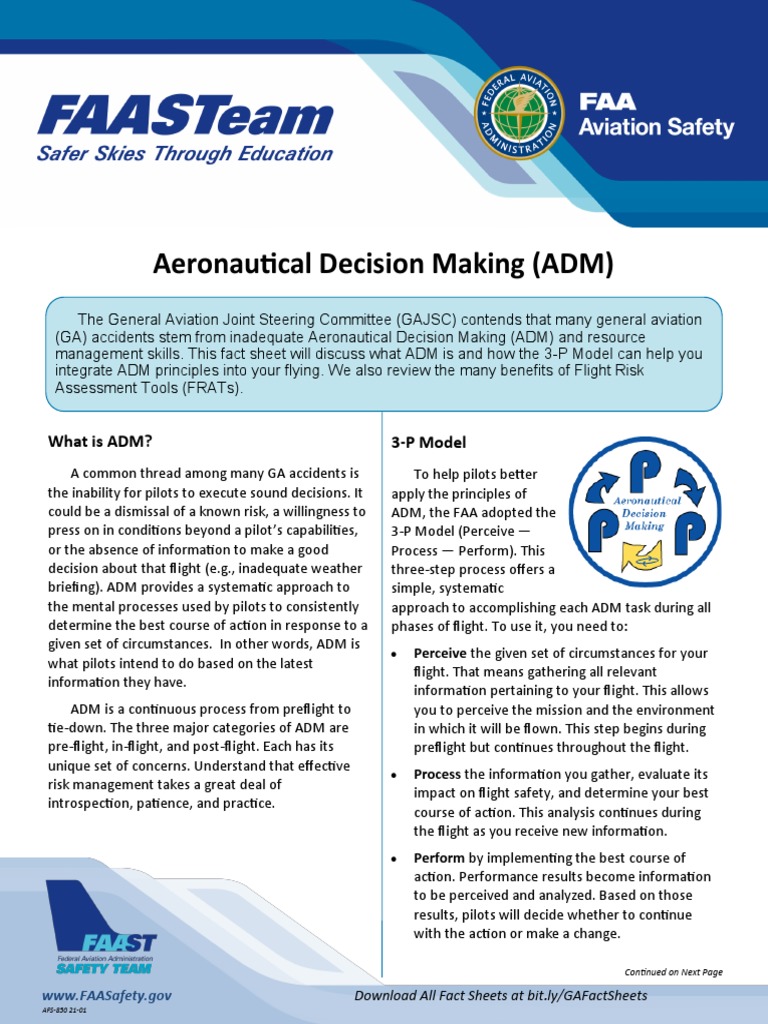 Aeronautical Decision Making (ADM) : What Is ADM? 3-P Model | PDF ...