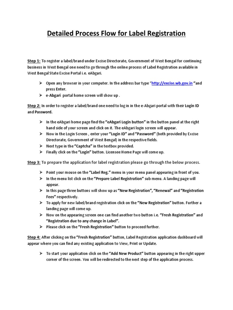 Detailed Process Flow For Label Registration | PDF | Receipt | Brand