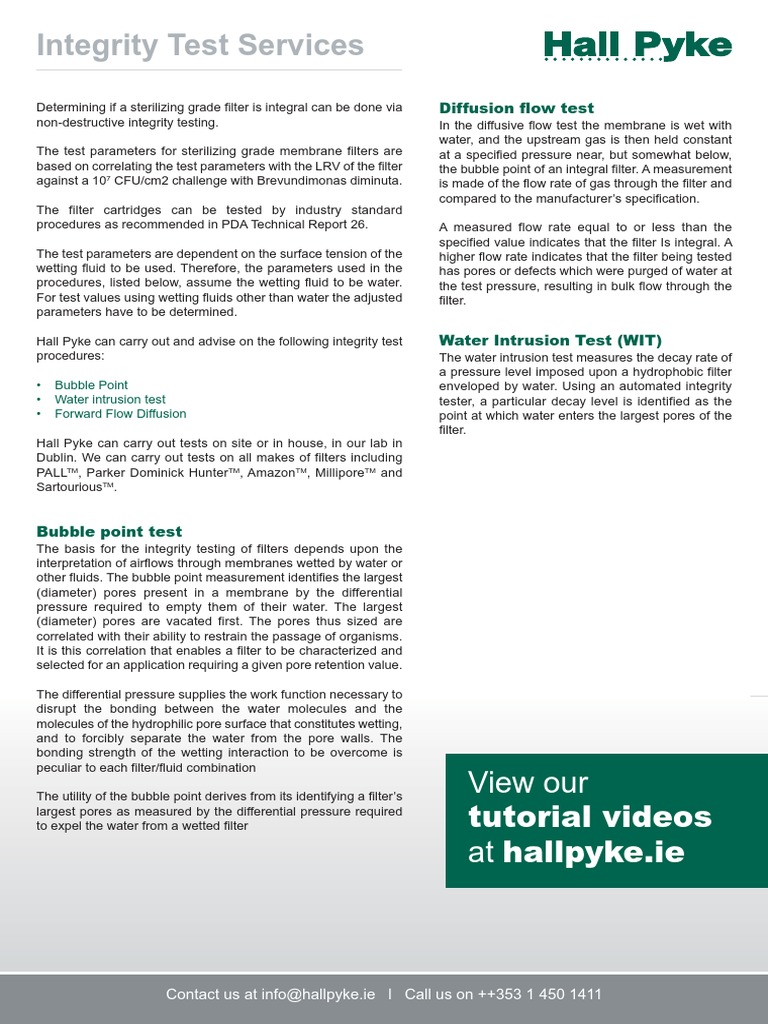 Integrity Test Services: View Our Tutorial Videos at Hallpyke - Ie ...