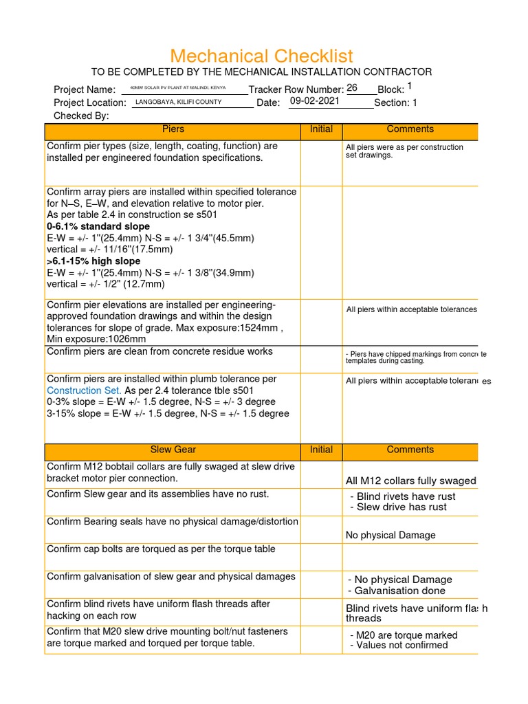 Mechanical Checklist: 0-6.1% Standard Slope | PDF | Galvanization ...