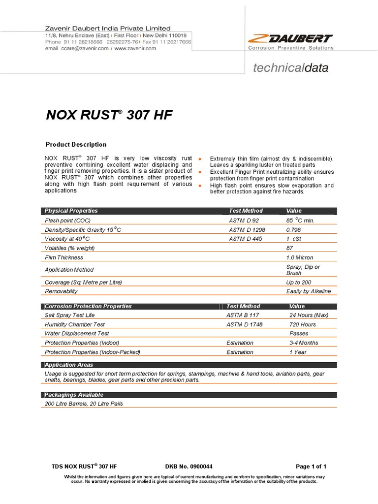 Nox-Rust 307 HF | PDF | Rust | Water
